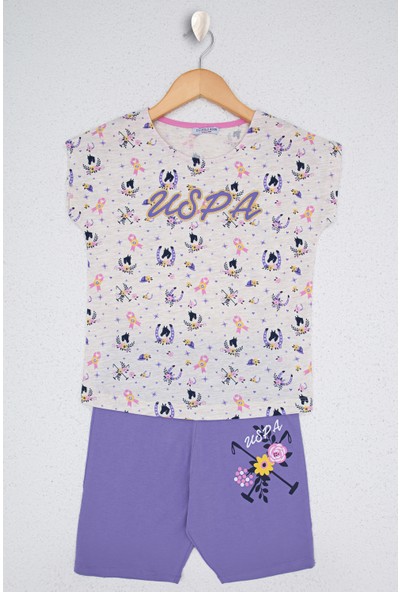 U.S. Polo Assn. Kız Çocuk Krem Melanj Pijama 50241917-VR159