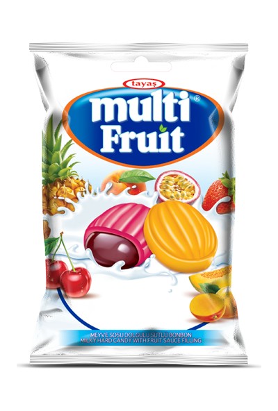 Tayaş Multi Fruit Meyve Sosu Dolgulu Sütlü Bonbon 300 Gr.