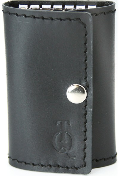 The Qualitala Tq Deri Anahtarlık Cüzdan 6 Halka Siyah