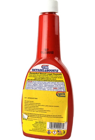 CYCLO Benzin Oktan Arttırıcı Yakıt Katkısı 3 Oktan Cyclo C47