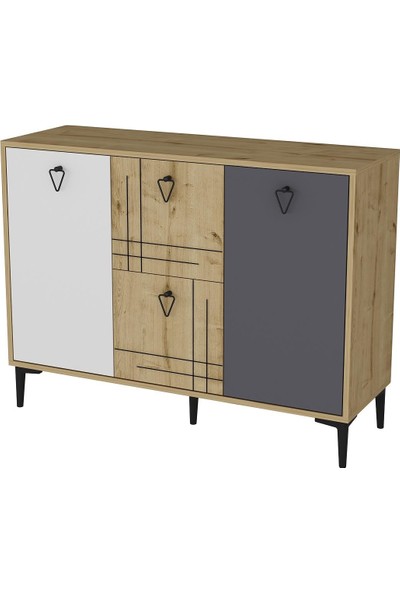 Cantek Arya Konsol Safir Meşe-Beyaz-Antrasit