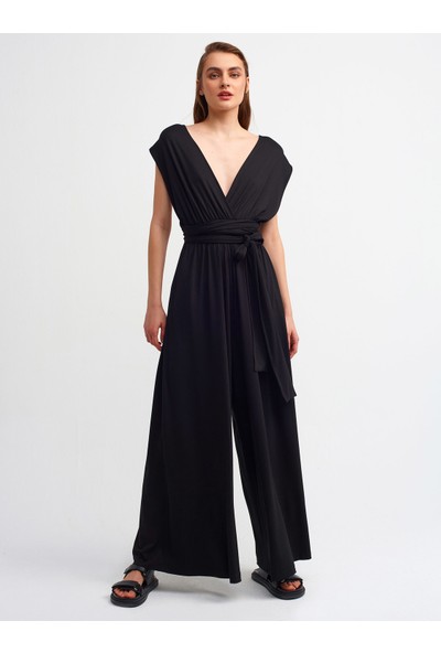 Dilvin 7956 Alternatif Bağlamalı Tulum-Siyah