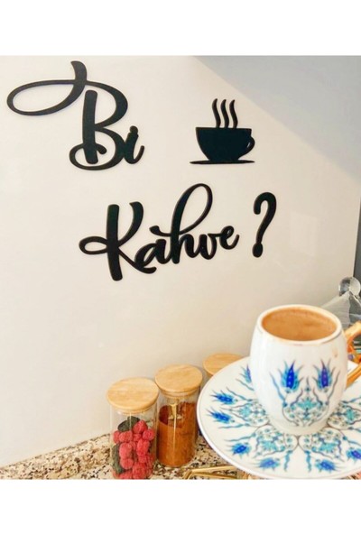 Heticaret Siyah Ahşap Dekoratif Duvar Süsü Bi Kahve Tablo