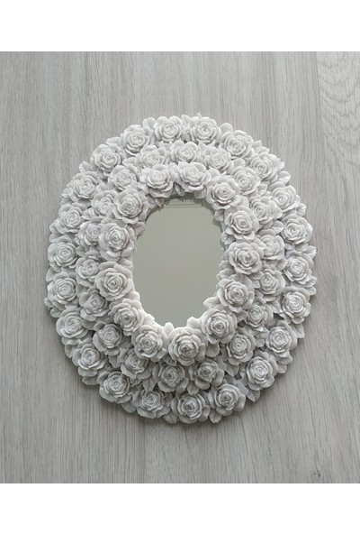 Happens Dekoratif Gül Desenli Ayna, Üçlü Dekoratif Ayna, Altın Yaldız Ayna