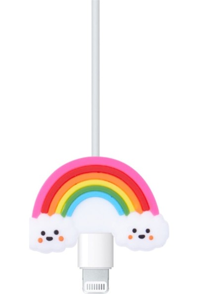 Sevimli Şarj Kablo Koruyucu Figürlü Kablo Gökkuşağı Bulut