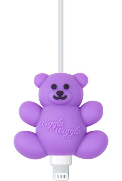 Sevimli Şarj Kablo Koruyucu Figürlü Kablo Mor Ayı