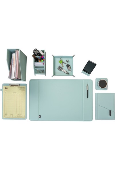 2K Sümen Takımı Masaüstü Suni Deri Hediyelik Set 8 Parça