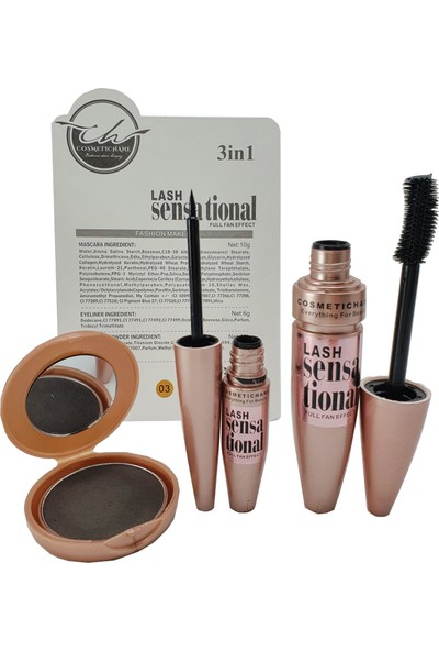 Cosmetichane 3lü Set (Maskara + Likit + Kaş Farı) 03