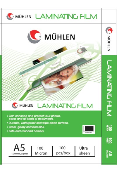 Mühlen Laminasyon Makinesi Filmi 100 Mc A5 1 Paket 100 Adet Mühlen Laminasyon Makinesi Filmi 100 Mc A5 1 Paket 100 Adet