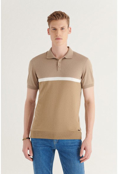 Avva Erkek Bej Polo Yarım Düğmeli Yaka Çizgili Kısa Kol Kazak A11Y5026 Avva Erkek Bej Polo Yarım Düğmeli Yaka Çizgili Kısa Kol Kazak A11Y5026