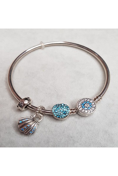 Tonstyle 925 Ayar Gümüş Denizin Mavisi Pand. Bileklik