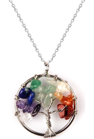 Asya Gems Tel Sarmalı 7 Hayat Ağacı Doğal Taş Kolye