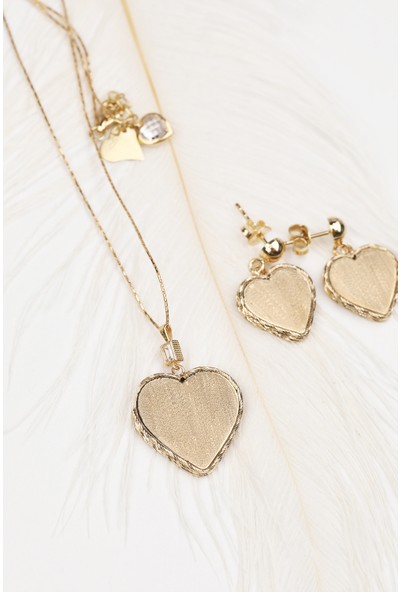 Kolyecik Kalp Plaka Takım