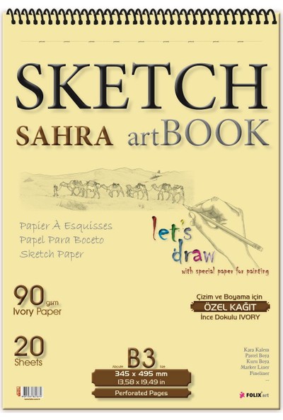 Folix Sketchbook Sahra B3 Spiralli Eskiz Defteri 34,5 x 49,5 cm