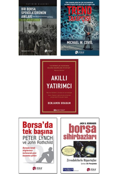 Akıllı Yatırımcı + Bir Borsa Spekülatörünün Anıları + Trend Takipçisi + Borsa'da Tek Başına - Peter Lynch + Borsa Sihirbazları - Jack Schwager - 5 Kitap Set Akıllı Yatırımcı + Bir Borsa Spekülatörünün Anıları + Trend Takipçisi + Borsa'da Tek Başına - Peter Lynch + Borsa Sihirbazları - Jack Schwager - 5 Kitap Set