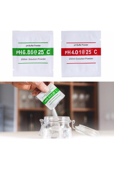 Tekno İstanbul 250 ml Ph Tampon Çözelti Tozu Ph Test Ölçüm Cihazı Tedbir Kalibrasyon 4.01 6.86