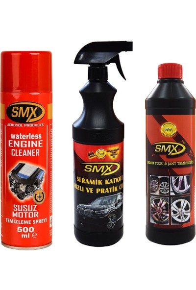 Smx Susuz Motor Temizleme Seramik Katkılı Cila Demir Tozu Jant Temizleyici Set Smx Susuz Motor Temizleme Seramik Katkılı Cila Demir Tozu Jant Temizleyici Set