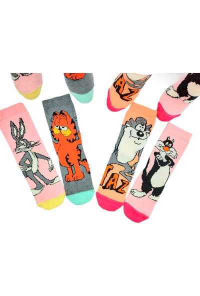 Black Arden Socks 4'lü Çizgi Kahraman Kız Çocuk Serisi 9-12 Yaş BT-0245