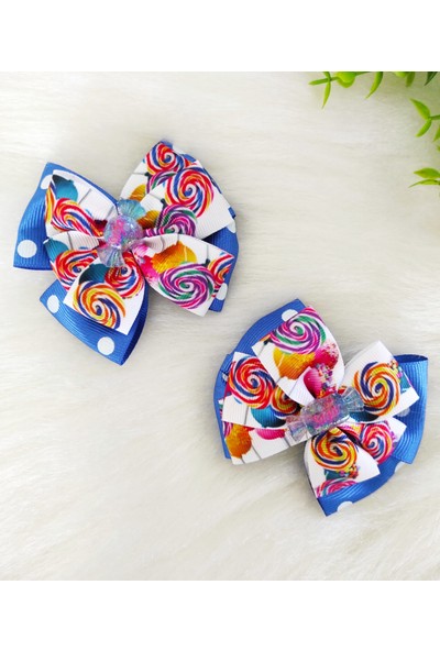 Pukka Toka Şeker Objeli Mavi Puantiyeli Kız Çocuk Saç Aksesuar