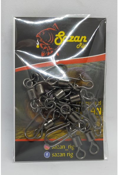 Sazan Rig Klipsli Paslanmaz Çelik Fırdöndü No:2 (10 Adet) Sazan Rig Klipsli Paslanmaz Çelik Fırdöndü No:2 (10 Adet)