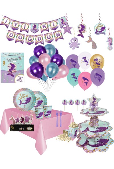 Barn Members Deniz Kızı Temalı 8 Kişilik Lüks Doğum Günü Parti Seti / Deniz Kızı K-6 Barn Members Deniz Kızı Temalı 8 Kişilik Lüks Doğum Günü Parti Seti / Deniz Kızı K-6