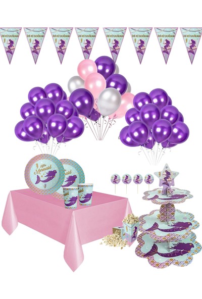 Barn Members Deniz Kızı Temalı 8 Kişilik Doğum Günü Parti Seti / Deniz Kızı K-2