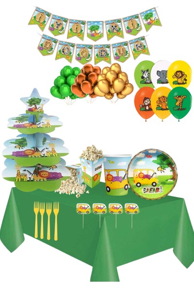 Barn Members Safari Temalı 16 Kişilik Lüx Doğum Günü Parti Seti / Safari Z-9-2