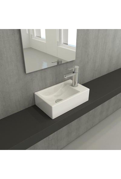Bocchi Milano Dar Sağ Lavabo 1419-001-0126 Parlak Beyaz