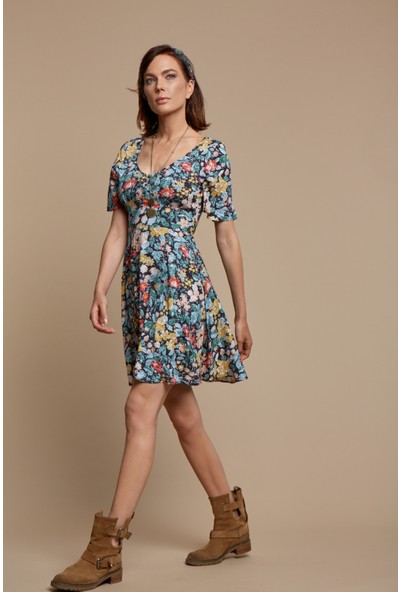 Only Kadın Yeşil Desenli Elbise