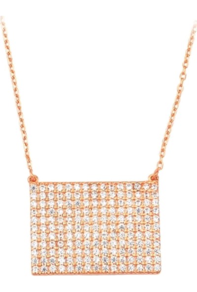 Lanoche Gümüş Zirkon Beyaz Kare Kolye