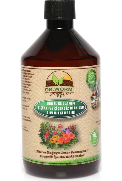 Dr Worm Çiçekli Çiçeksiz Bitkiler Genel Kullanım Organik İçerikli Sıvı Bitki Besini (Gübresi) 500 ml Dr Worm Çiçekli Çiçeksiz Bitkiler Genel Kullanım Organik İçerikli Sıvı Bitki Besini (Gübresi) 500 ml