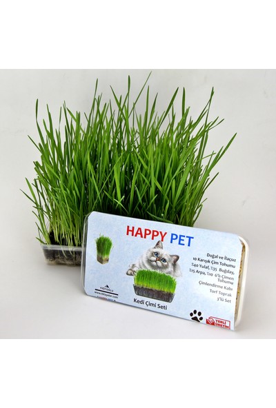 Happy Pet Kedi Çimi Seti 100GR. Karışım Çim Taze Paket (PET25) Happy Pet Kedi Çimi Seti 100GR. Karışım Çim Taze Paket (PET25)