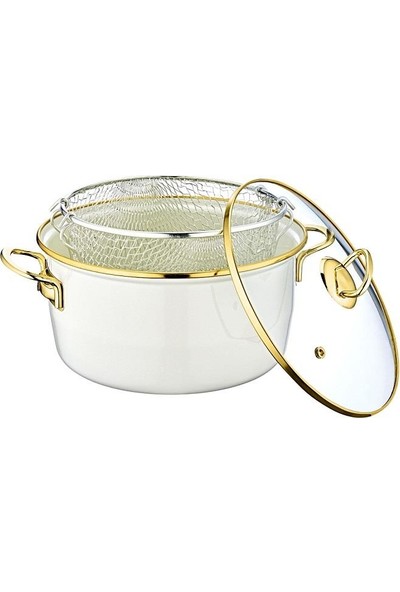 Oms Emaye Kızartma Tenceresi 22 cm. Krem Oms Emaye Kızartma Tenceresi 22 cm. Krem