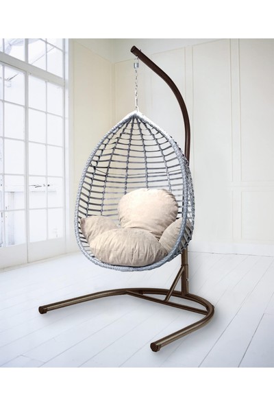 By Swings Rattan Bahçe Salıncağı Gri