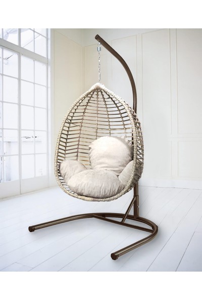 By Swings Rattan Bahçe Salıncağı Kapuçino