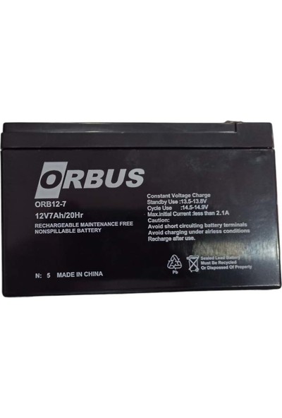 Orbus 12 V 7 Ah Kuru Tip USB Akü Orb 12-7