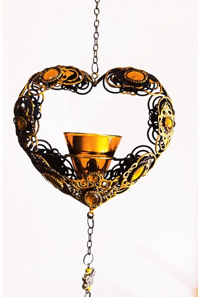 Piramigo Ferforje Metal Askılı Kalp Şamdan Mumluk Taş Süslemeli Morocco Stili 82CM Piramigo Ferforje Metal Askılı Kalp Şamdan Mumluk Taş Süslemeli Morocco Stili 82CM