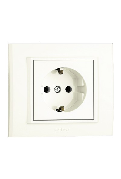Ovivo Mina Natural Beyaz Topraklı Priz Çerçeveli Ovivo Mina Natural Beyaz Topraklı Priz Çerçeveli