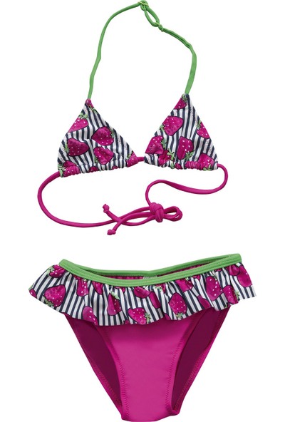 Endeep Kız Çocuk Çilekli Üçgen Bikini Takımı