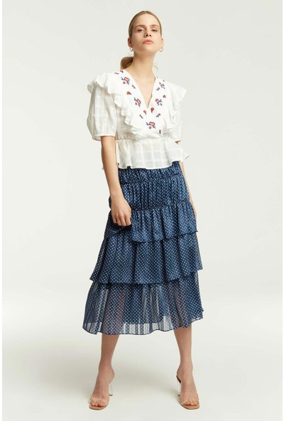 Upgrade Büzgülü Katlı Etek Mavi Upgrade Büzgülü Katlı Etek Mavi