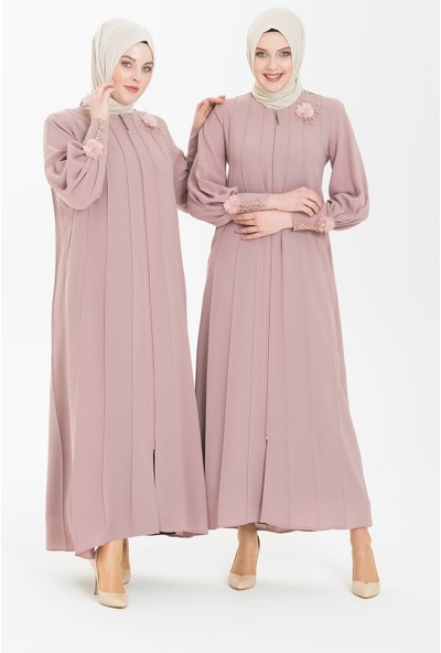 Beyza Şık Aksesuarlı Pudra Ferace 3320