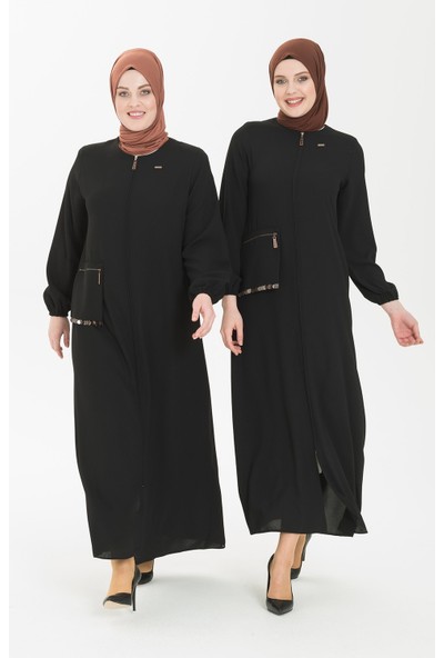 Beyza Metal Boncuk Detaylı Siyah Ferace 3323 Beyza Metal Boncuk Detaylı Siyah Ferace 3323