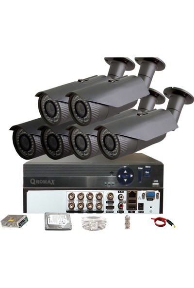 Qromax Pro 2042 6 'lı 5 Megapiksel Sony Lens 1080P Sensör Metal Kasa Güvenlik Kamerası Seti Qromax Pro 2042 6 'lı 5 Megapiksel Sony Lens 1080P Sensör Metal Kasa Güvenlik Kamerası Seti