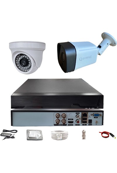 QROMAX PRO 5236+PRO D236B 2'li 5 MegaPiksel SONY LENS 1080P Aptina Sensör Güvenlik Kamerası Seti QROMAX PRO 5236+PRO D236B 2'li 5 MegaPiksel SONY LENS 1080P Aptina Sensör Güvenlik Kamerası Seti