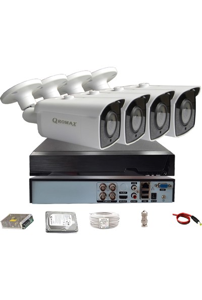 Qromax Pro 6224 4' lü 5 Megapiksel Sony Lens 1080P Aptina Sensör Metal Kasa Güvenlik Kamerası Seti Qromax Pro 6224 4' lü 5 Megapiksel Sony Lens 1080P Aptina Sensör Metal Kasa Güvenlik Kamerası Seti