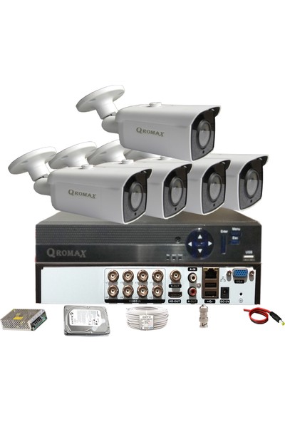 Qromax Pro 6224 5' Li 5 Megapiksel Sony Lens 1080P Aptina Sensör Metal Kasa Güvenlik Kamerası Seti Qromax Pro 6224 5' Li 5 Megapiksel Sony Lens 1080P Aptina Sensör Metal Kasa Güvenlik Kamerası Seti