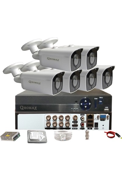 Qromax Pro 6224 6' Lı 5 Megapiksel Sony Lens 1080P Aptina Sensör Metal Kasa Güvenlik Kamerası Seti Qromax Pro 6224 6' Lı 5 Megapiksel Sony Lens 1080P Aptina Sensör Metal Kasa Güvenlik Kamerası Seti