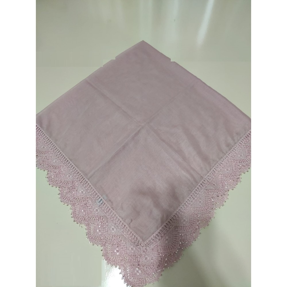 ALLURİNG Pudra Rengi Dört Kenarı Taşlı Iğne Oyalı Yazmalar Fiyatı