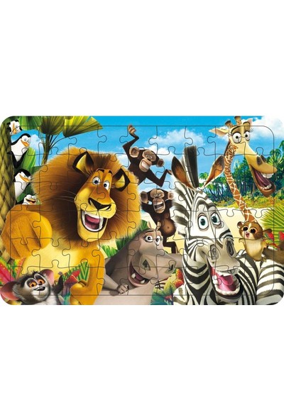 Güven Serigrafi Madagaskar 54 Parça Çerçeveli Ahşap Puzzle Yapboz