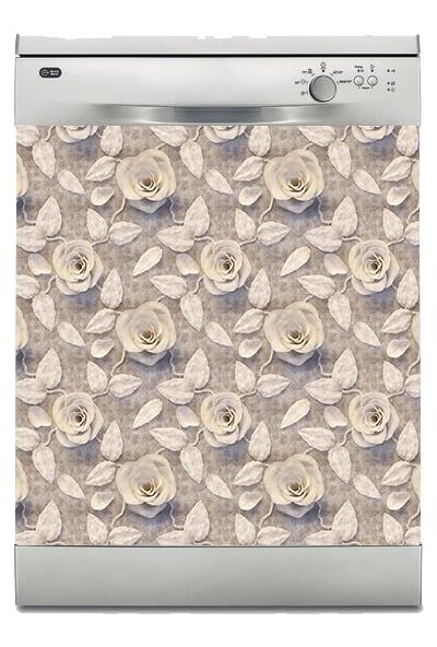 Jasmin2020 Bulaşık Makinası Sticker Kaplama Etiketi 3D Çiçekler